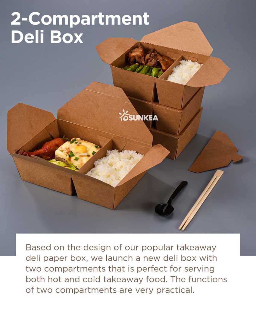 2-Compartment Kraft Paper Deli Box - Buy kraft lunch box, cardboard ...