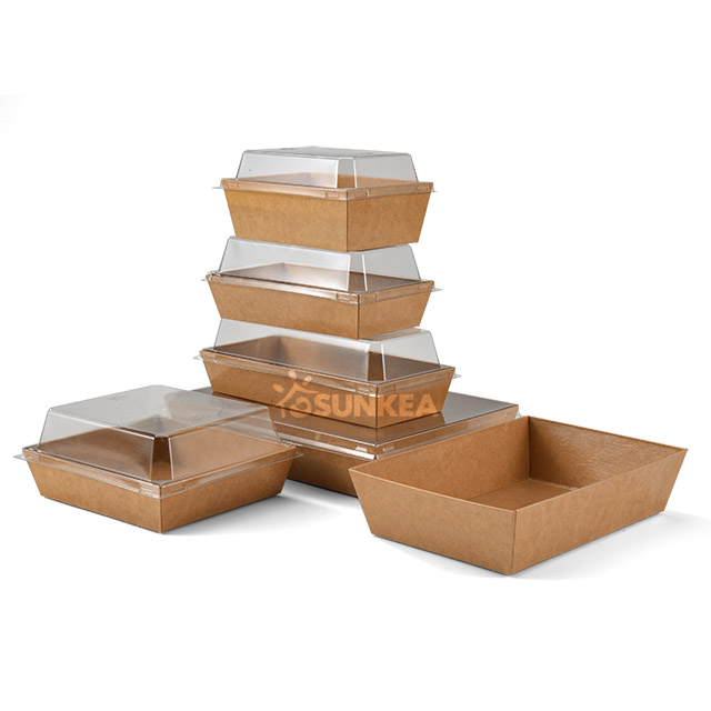 Kraft Paper Sushi Tray with PET Lid - Buy Sushi Paper Box, Kraft Sushi ...