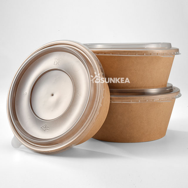 Biogradable Kraft Paper C-type Salad Bowl with Lid - Buy Paper Salad ...